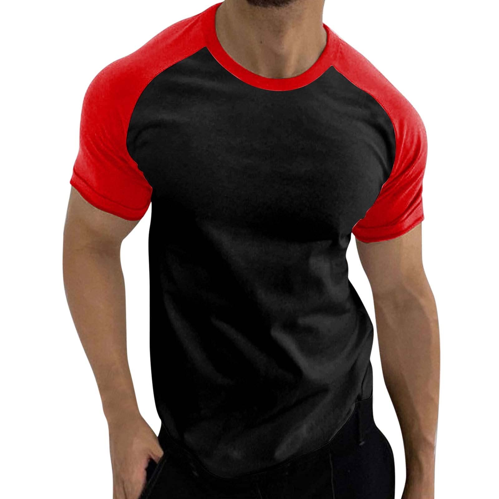 queshizhe Mens Relaxed Fit Short Sleeve T Shirt Brown Fitted Shirts Men (Hot Pink, M)