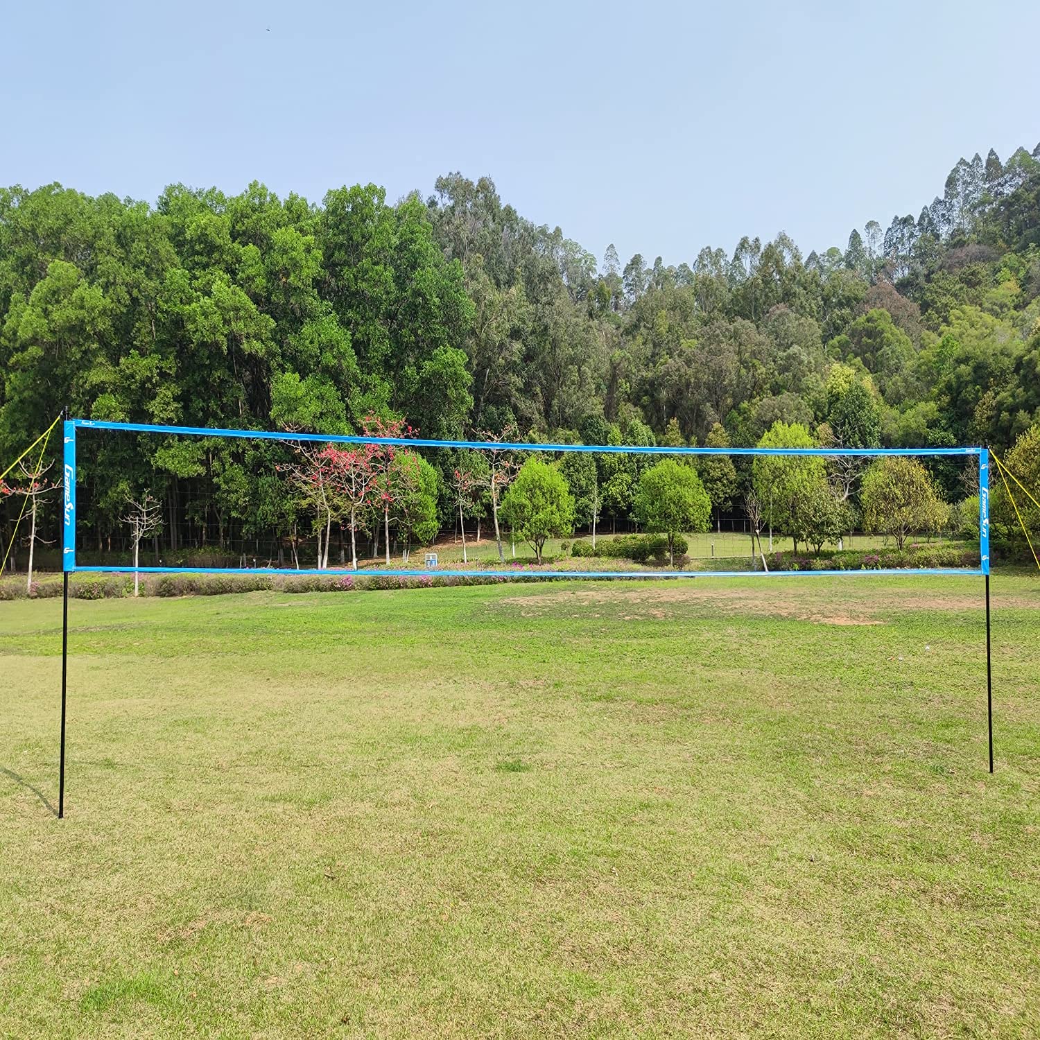 Portable Volleyball Net Set System-Portable Volleyball Set for Backyard with Professional Volleyball Net, Wrap Yarn Volleyball and Pump, Boundary Line, Carry Bag