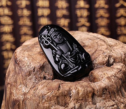 Ksitigarbha Natural Obsidian Amulet Pendants