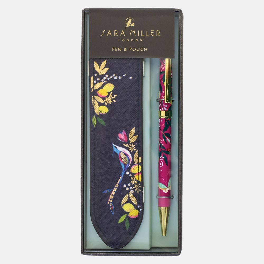 Portico Designs Ltd Sara Miller London - Pen and Pouch Set Orchard Collection, 2-Piece, Pink