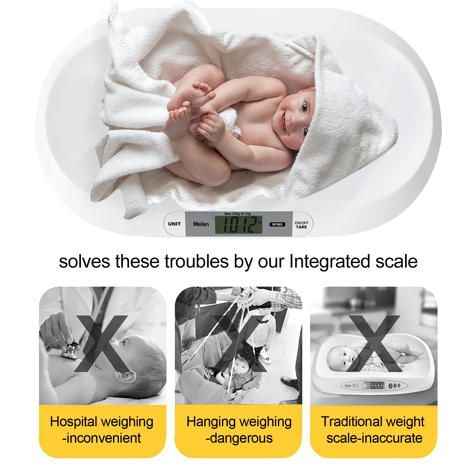Meilen Pet Scale,Multi-Function Baby Scale 20kg 3units lb/kg/st for Baby Weight Toddler Health Infant Scale ABS Safety Material