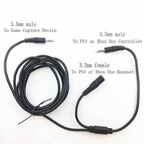 Party Chat Link Chat Cable Compatible for Xbox One PS4 Connecting Elgato Game Capture HD HD60 Pro & Gaming Headset