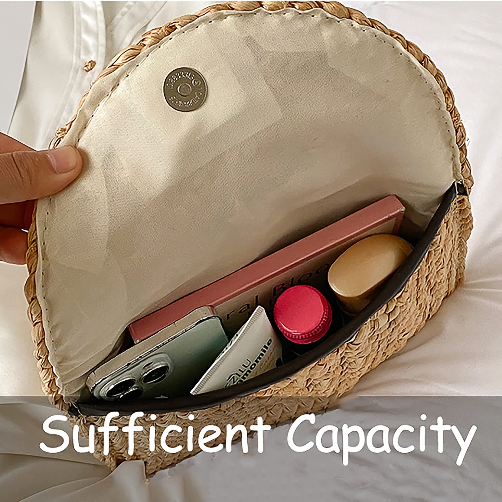Straw Clutch Purses for Women, Summer Beach, Hand-woven Crossbody Shoulder Bags