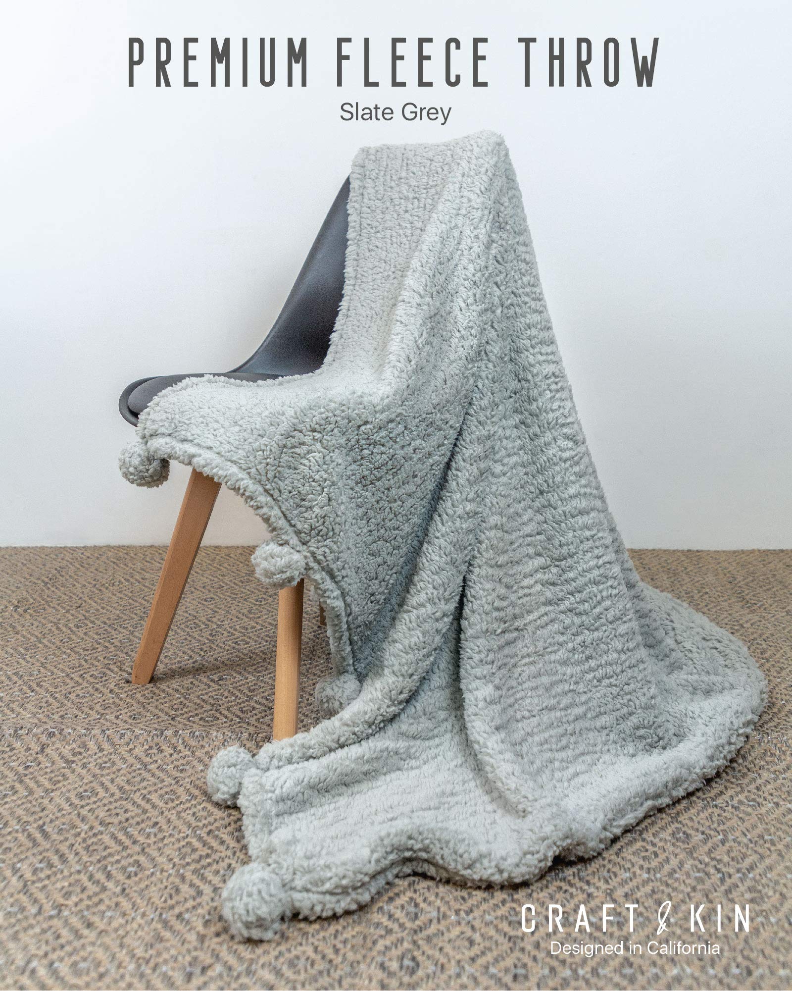 Premium Pom Pom Throw Blanket - White Throw Blanket, Plush Blanket, Soft Throw Blanket, Super Soft Blanket | Throw Blanket for Couch, Fluffy Blanket, Fleece Blanket, Fleece Throw Blanket, 60β x 49.5β