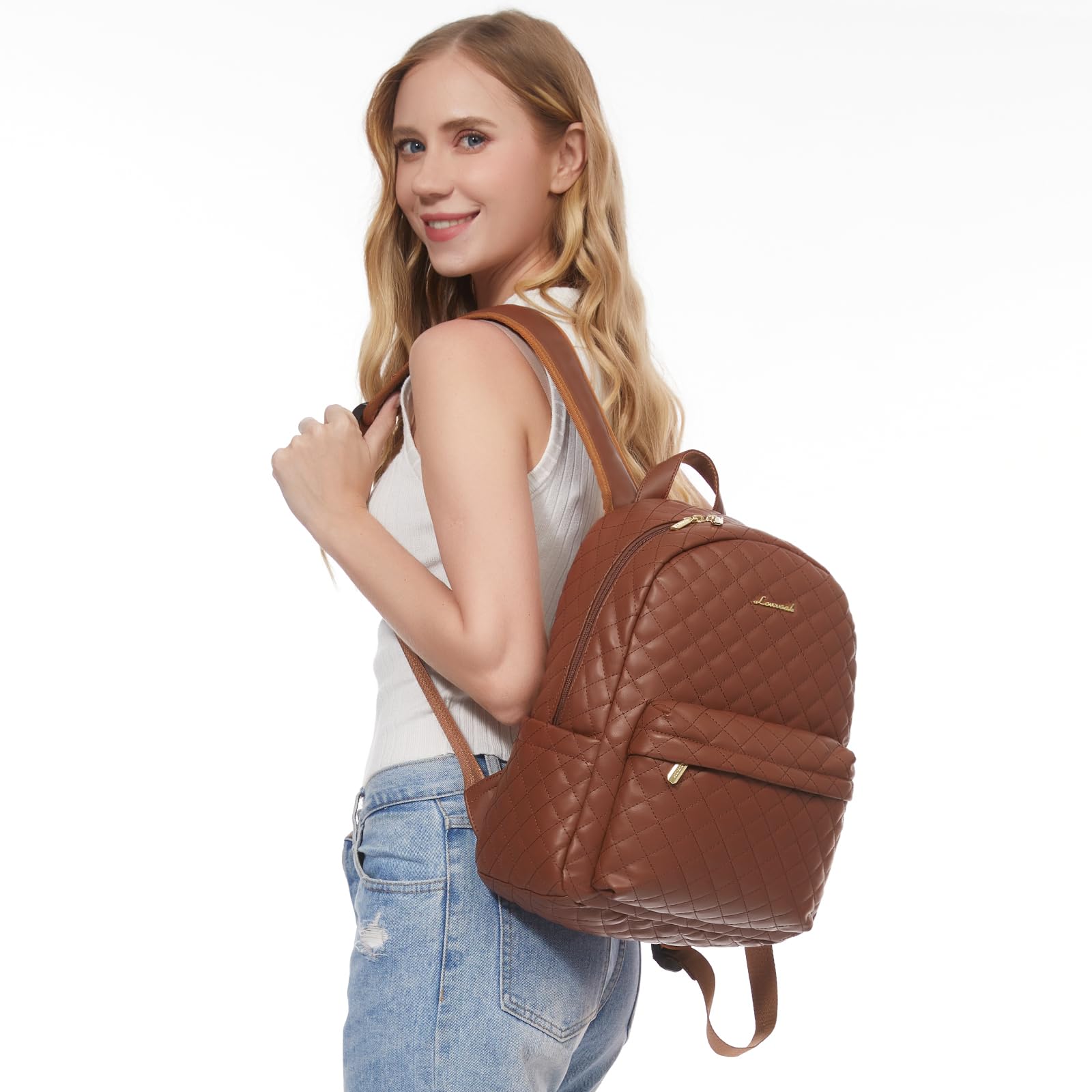 LOVEVOOK Backpack Purse for Women Fashion Mini Backpack, Waterproof Small Backpack for Women, Quilted Leather Backpacks for Work Travel Daily
