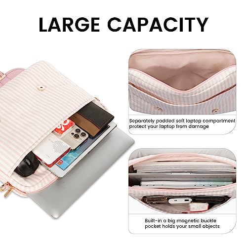 LOVEVOOK Canvas Laptop Bag for Women Messenger Bag Lightweight Laptop Case Sleeve Purse Briefcase Fits 15.6 Inch Computer