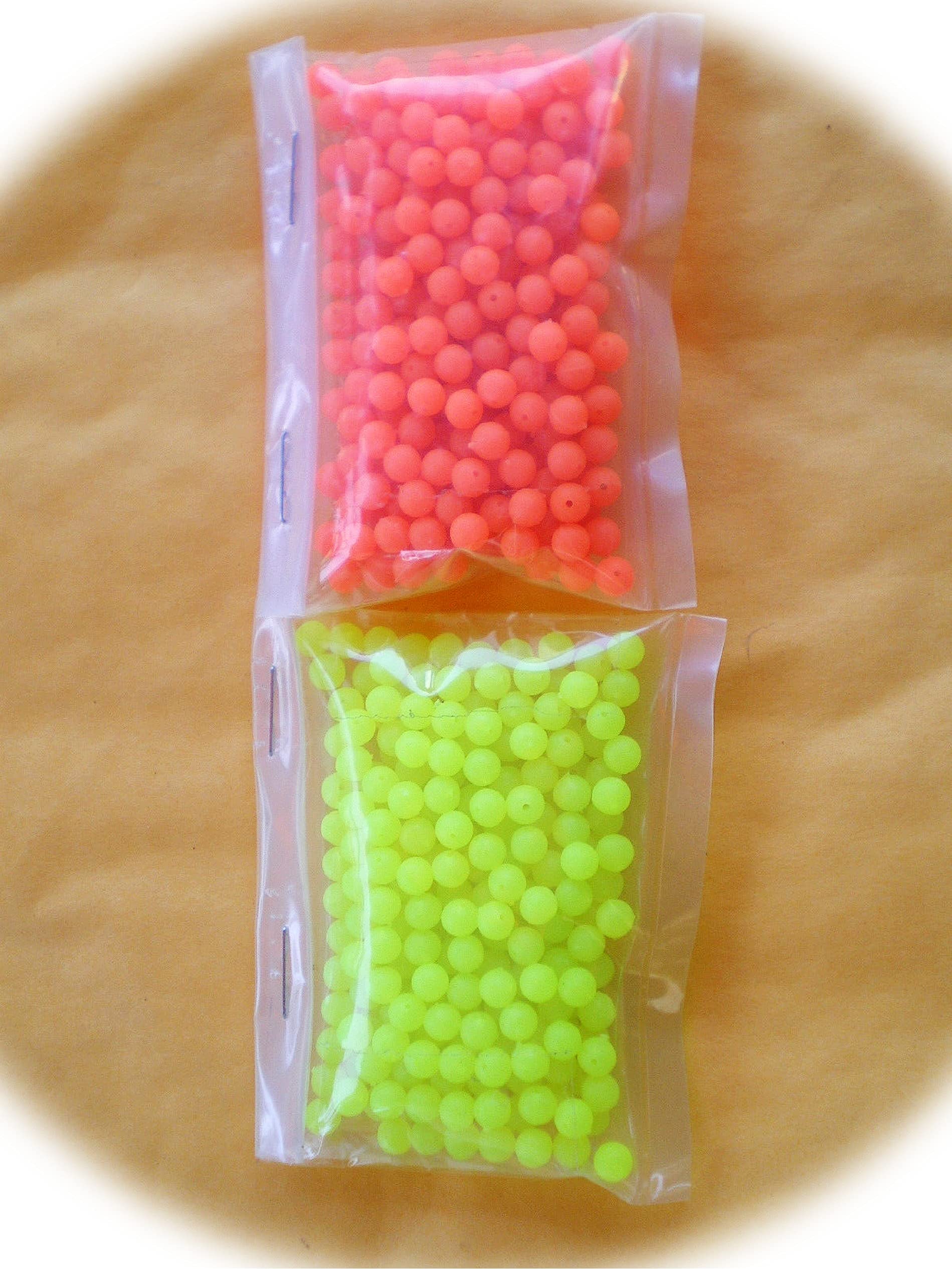 New 400 PCS. 7MM. Soft Glow Plastic Lure Beads-Chartreuse/Orange 200 Each .052 Hole Lure Bait Fishing Equipment GA-0300FUL by KolotovichTool