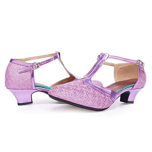 RUYBOZRY Women's Standard Latin Dance Shoes Professional Ballroom Performance character Wedding Shoes for women,DY309-R,Purple-3.5,US 8