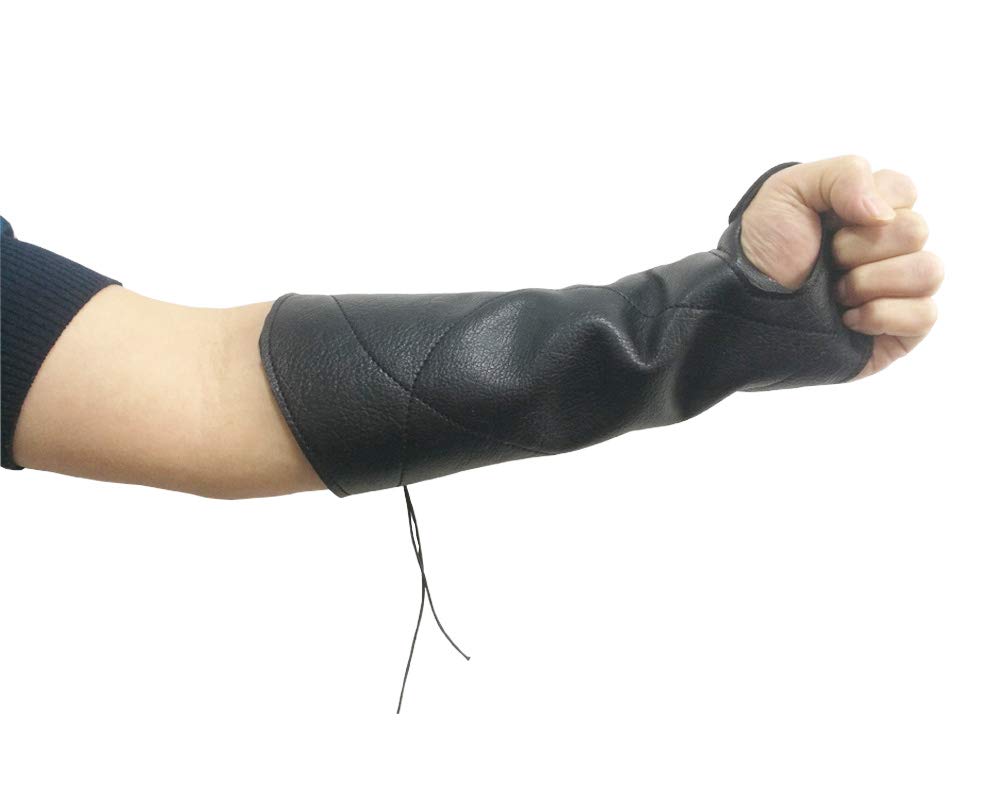 Nachvorn Handmade Leather Arm Guards Bow Hand Shooting Glove Adjustable for Hunting Shooting Target Practice Bow Black