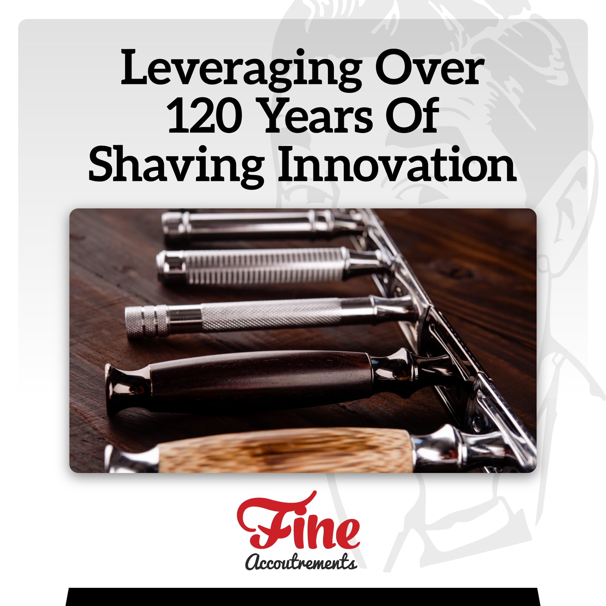 Mr. Fine Premium Double Edge Safety Razor for Wet Shaving, Single Blade Razor, Close Shave, Open-Comb Guard, 100% Metal w/Stainless Steel Core, 5 Feather Blades
