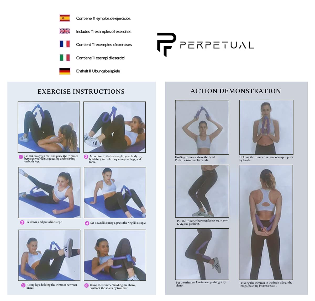 Perpetual Leg Exerciser Butt Thigh Arms Buttocks HIPS Back Slim Burn Reduce Fat Define Tone Home Gym Training Women Men Thigh Master Toner Fitness