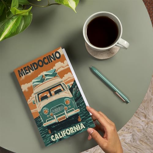 Mendocino, California, Letterpress, Camper Van (Lined 6x9 Journal, Lay Flat, 193 Pages, FSC paper)