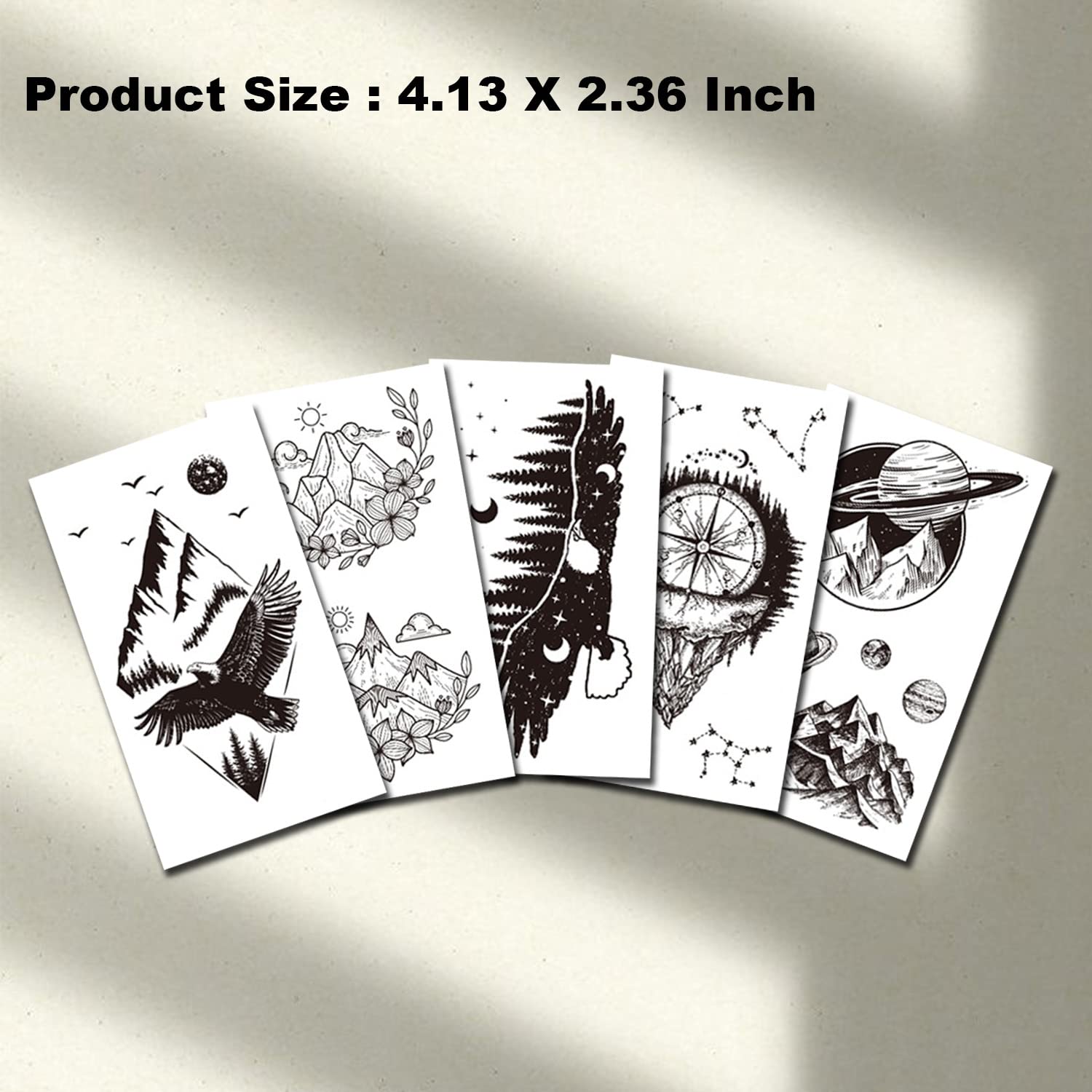 Ooopsiun 30 Sheets Small Black Mountain Planet Temporary Tattoos for Men Women - Unique Realistic Waterproof Forest Triangle Designs Body Art Tattoos for Adults