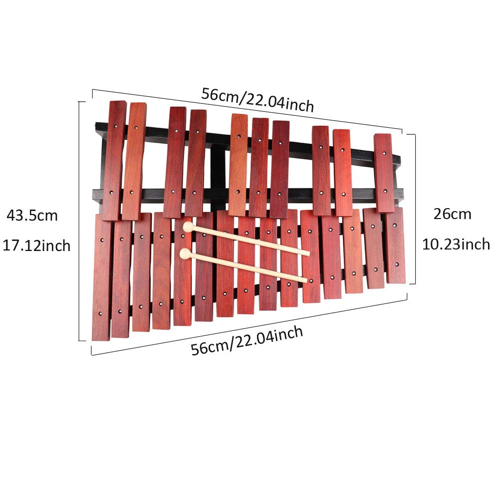 Mr.Power 25 Note Wood Xylophone G5- G7 Wooden Glockenspiel with Mallet, Case for School Student Band Professional Players