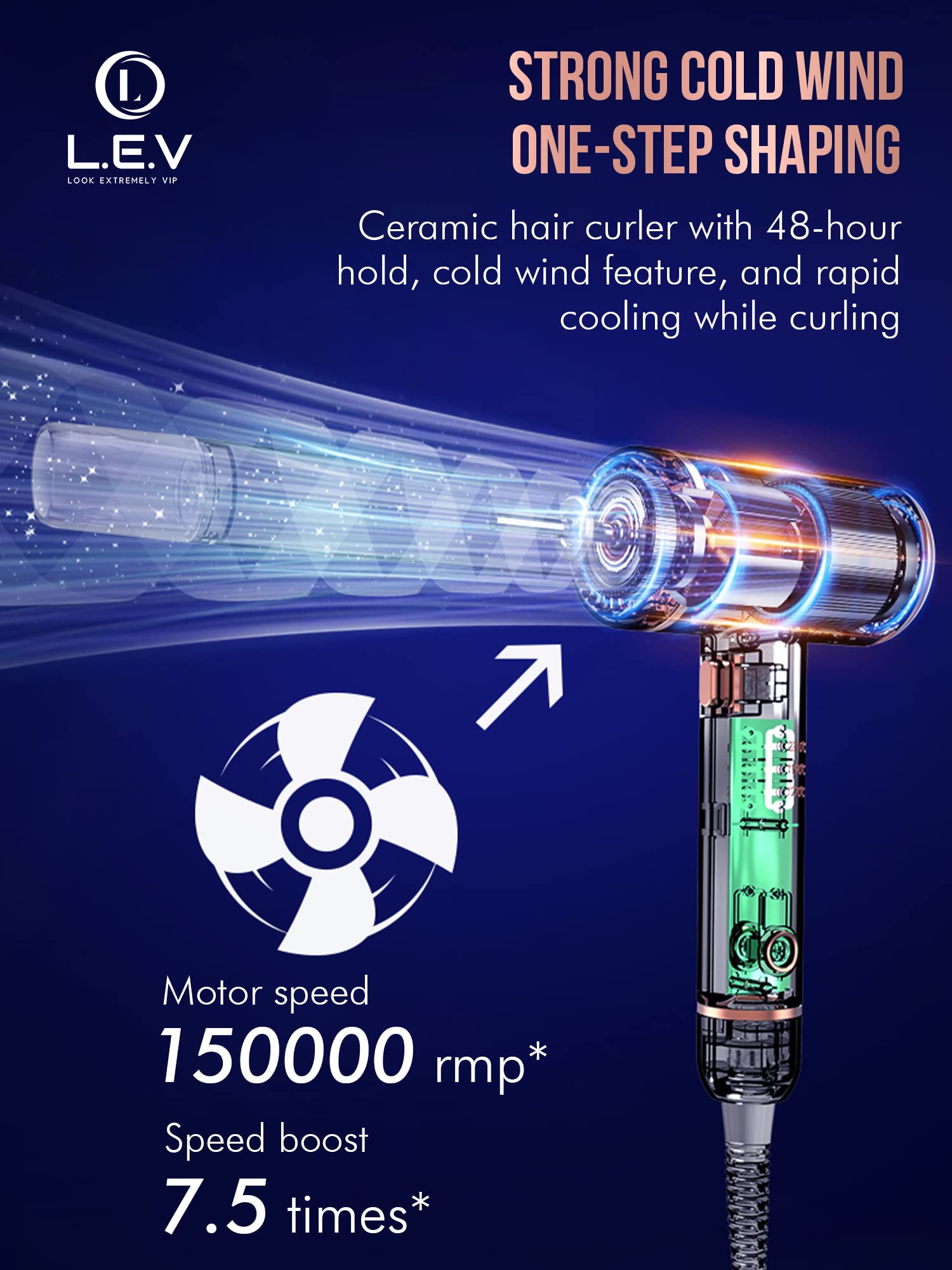 Look Extremely VIP Ceramic Curling Iron with Cooling Air | Curling Wand for Long Lasting Curls | Cordless Hair Curler| 3 Speed Smart Control | Hair Wand and Curling Iron in One