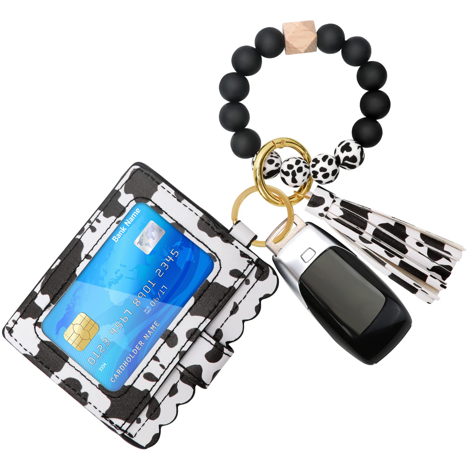 Unistybag Wristlet Keychain for Women Silicone Key Ring Bracelet Wristlet Wallet Bracelet Keychain Card Holder Keyring