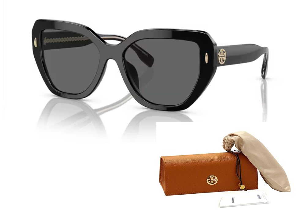 Tory Burch TY7194U 170987 55MM Black/Dark Grey Cateye Sunglasses for Women + BUNDLE With Deisgner iWear Complimentary Eyewear Kit