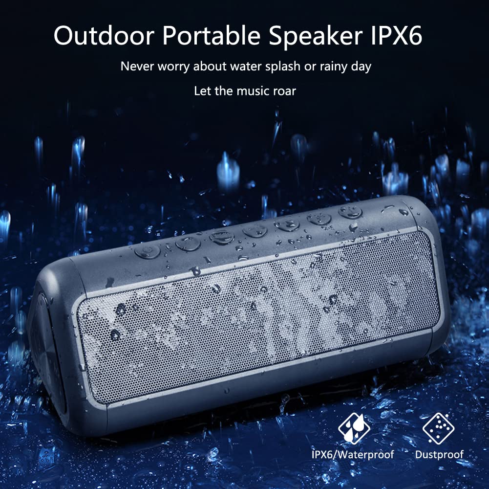 Solar Bluetooth Speaker Portable,5000mAh Wireless Speaker,IPX6 Waterproof Outdoor Speaker,Bluetooth 5.1,TWS Pairing,50H Play Time Heavy Bass for Beach,Party,Hiking,Cycling,Indoor & Outdoor Activities.