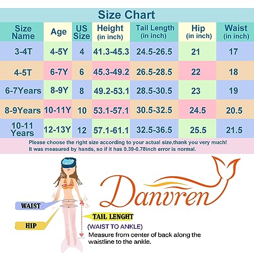 Mermaid Tails for Swimming Girls Bathing Suits Swimsuit Swimwear Bikini 3 Pcs for 3-12 Year Old
