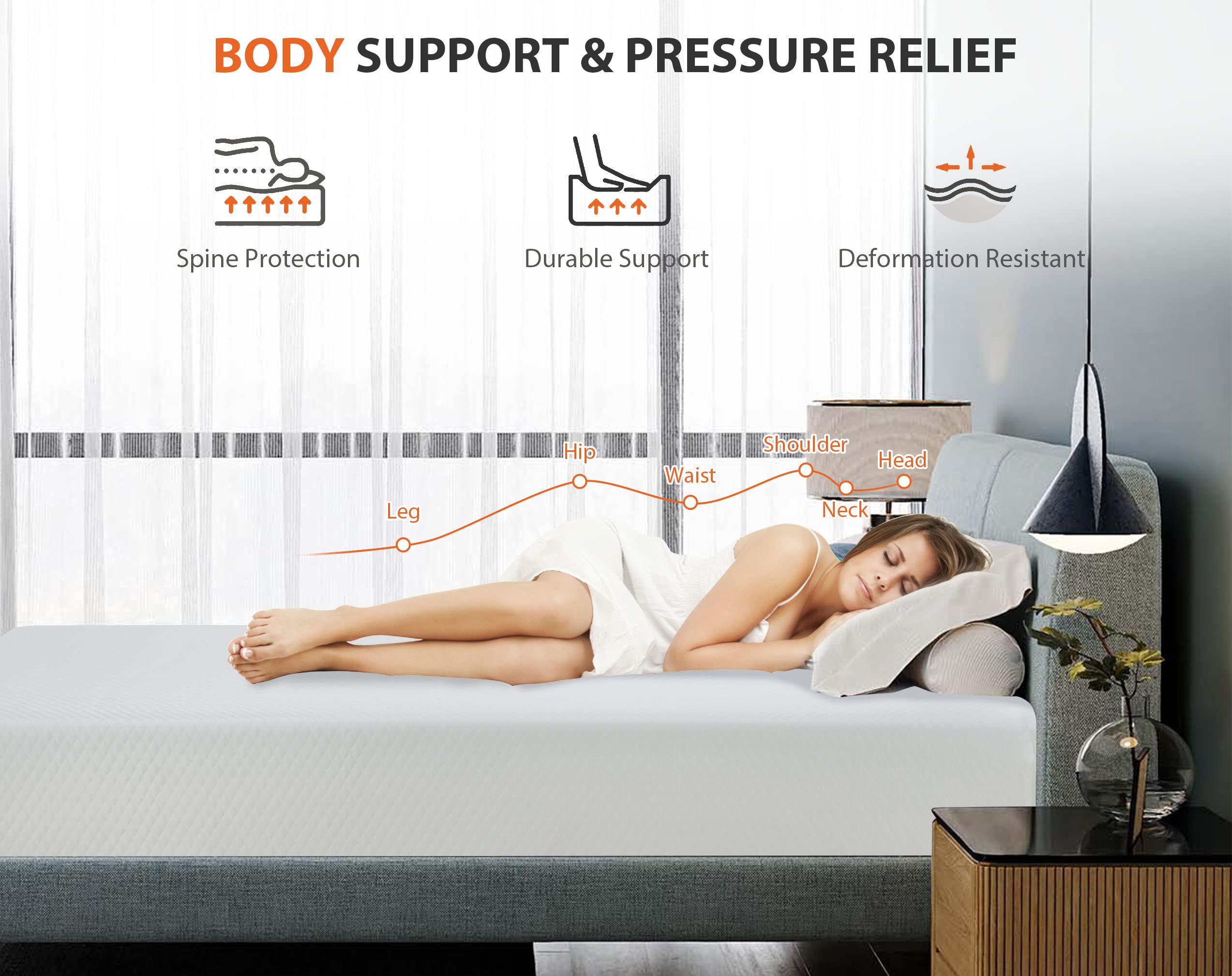 MKDLUFEI 12 Inch Gel Queen Mattress Medium Firm Queen Size Mattresses for Cool Sleep & Pressure Relief,CertiPUR-US Certified Memory Foam Mattress Mattress Queen Size