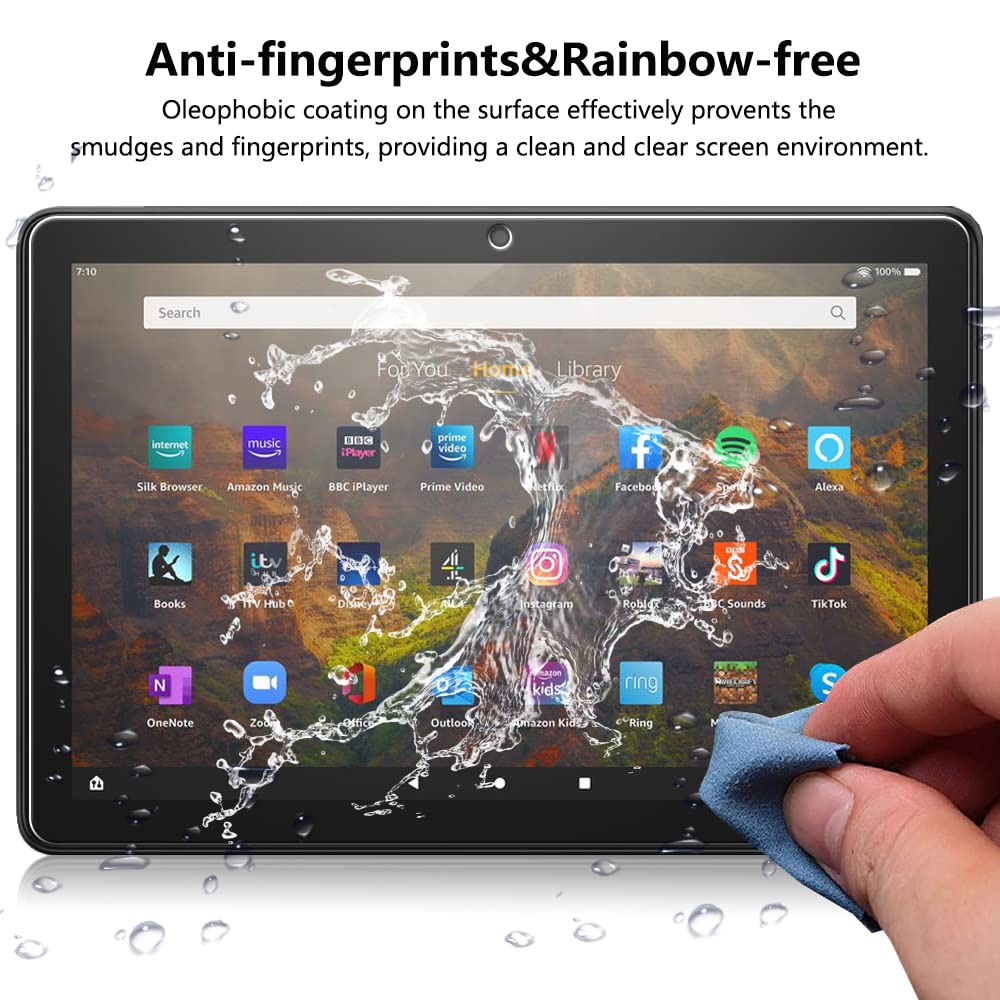 Warmyee [2 Pack] Screen Protector for Amazon Fire HD 10/Fire HD 10 Plus/Fire HD 10 Kids/Fire HD 10 Kids Pro Tablet, Anti Glare Filter 10.1in(11th Gen, 2021 Released), Tempered Glass