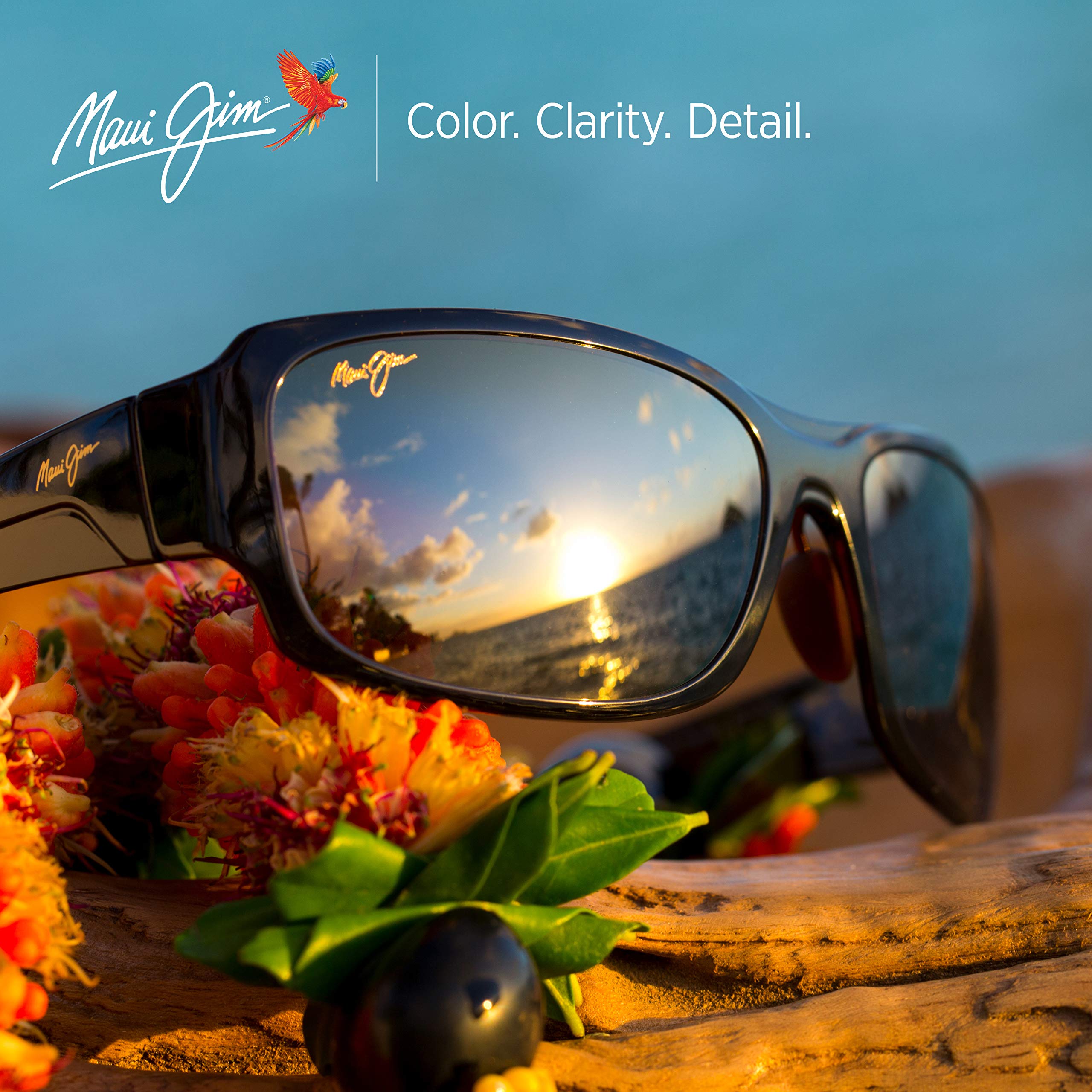 Maui Jim Men's and Women's Bamboo Forest Polarized Wrap Sunglasses, Gloss Black Fade/Neutral Grey, Medium