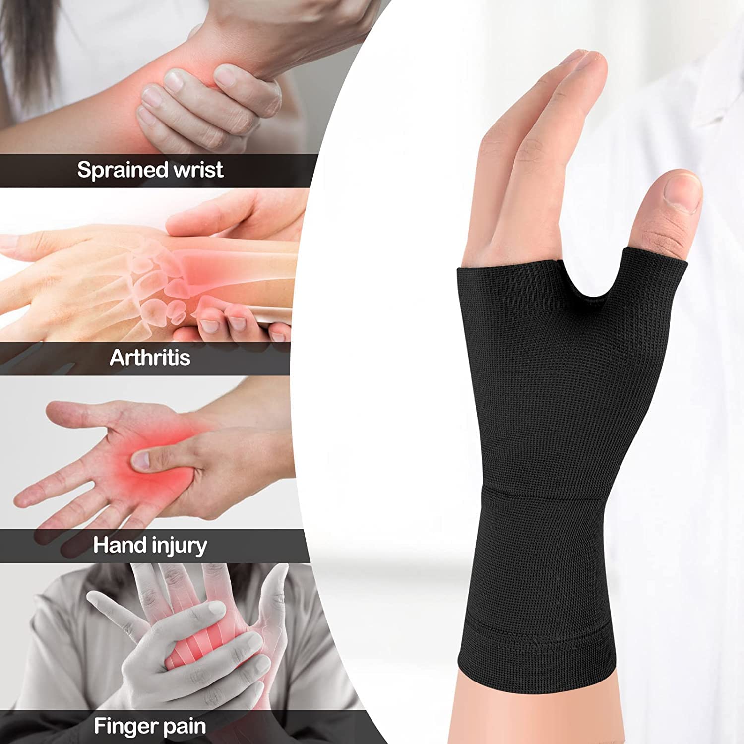 QULI Arthritis Gloves 1 pair Sports Typing Wrist Pain Arthritis Relief Hand Wrist protection Wrist Support (S, Black(Gloves))