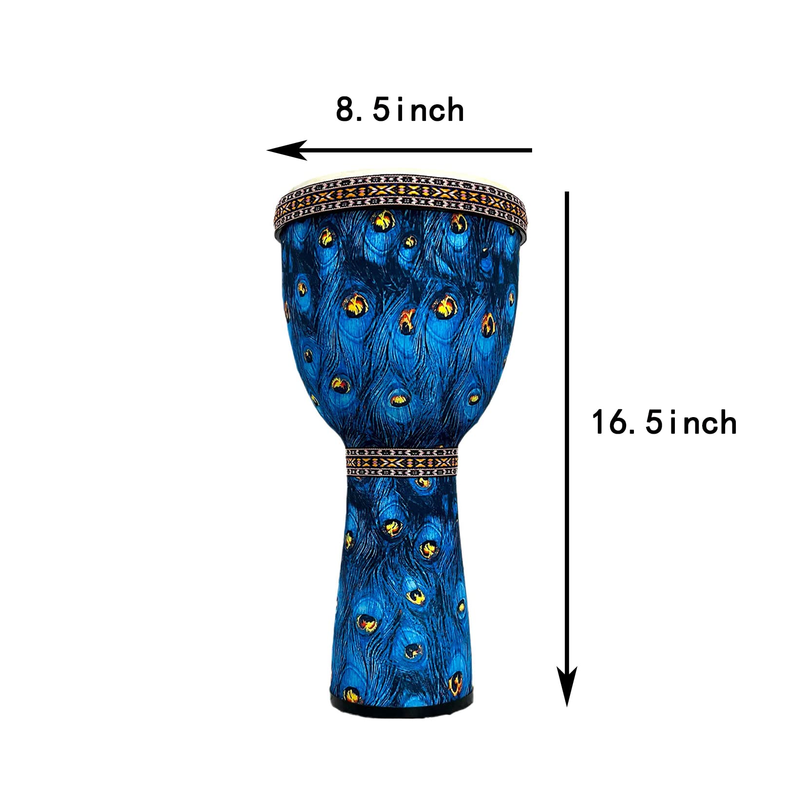 RUOSWTE Djembe Drum Bongo ,Goblet Drum Made Of Goat Leather Drum Head, Hand Painted Cloth, West African Style Hand Drum, Gift For Beginners (B)