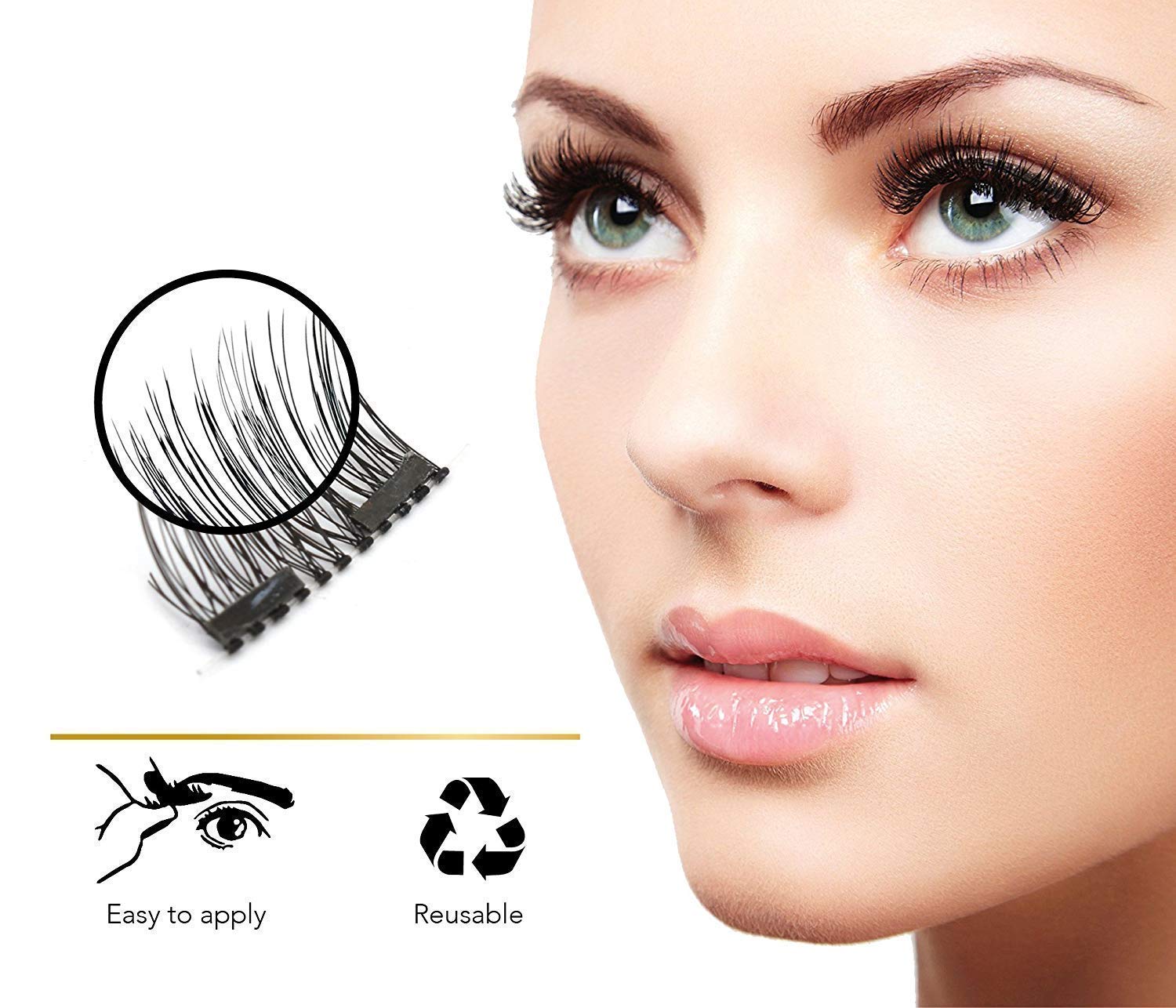 No Glue Dual Magnetic Eyelashes 0.2mm Ultra Thin Magnet Lightweight & Easy to Wear Best 3D Reusable Lashes Extensions (2 pairs with Tweezers) (black2)