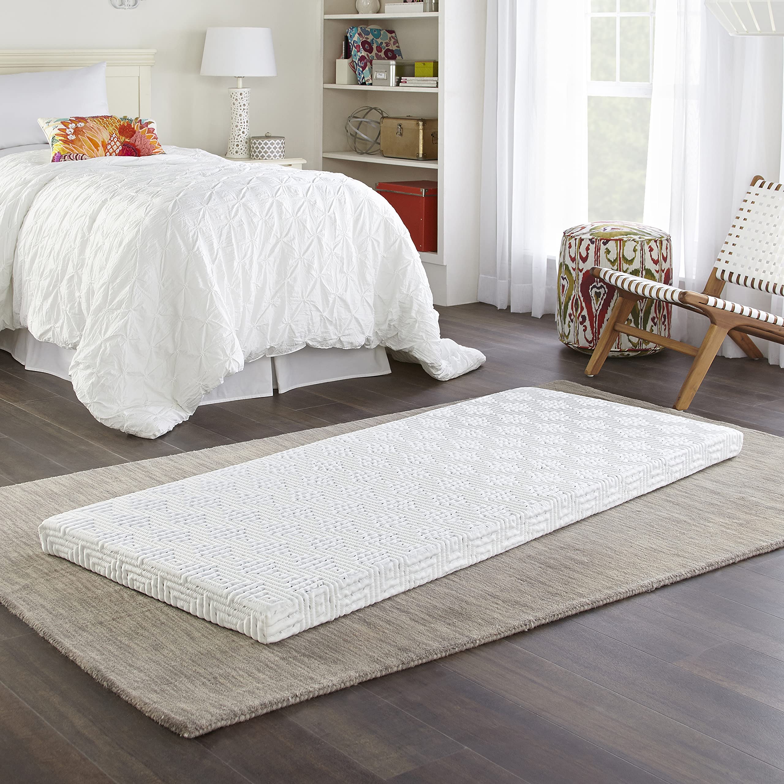 Simmons Siesta Gel Foam Lounger: Roll-Up Guest Topper/Floor Mat, 2" Single,Twin