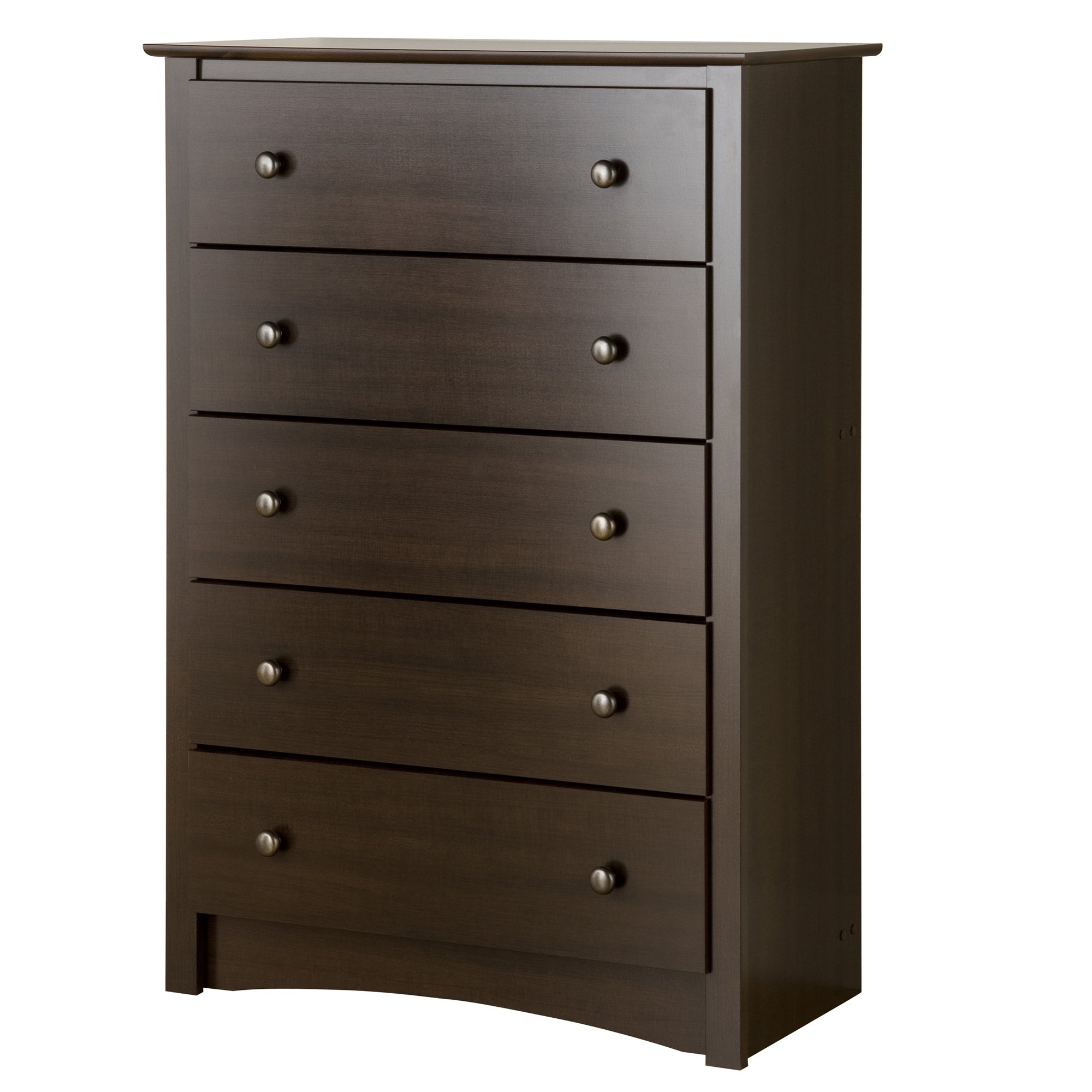 Prepac Full Mate's Platform Storage Bed with 6 Drawers, Espresso & Fremont 5 Drawer Chest, Espresso Brown