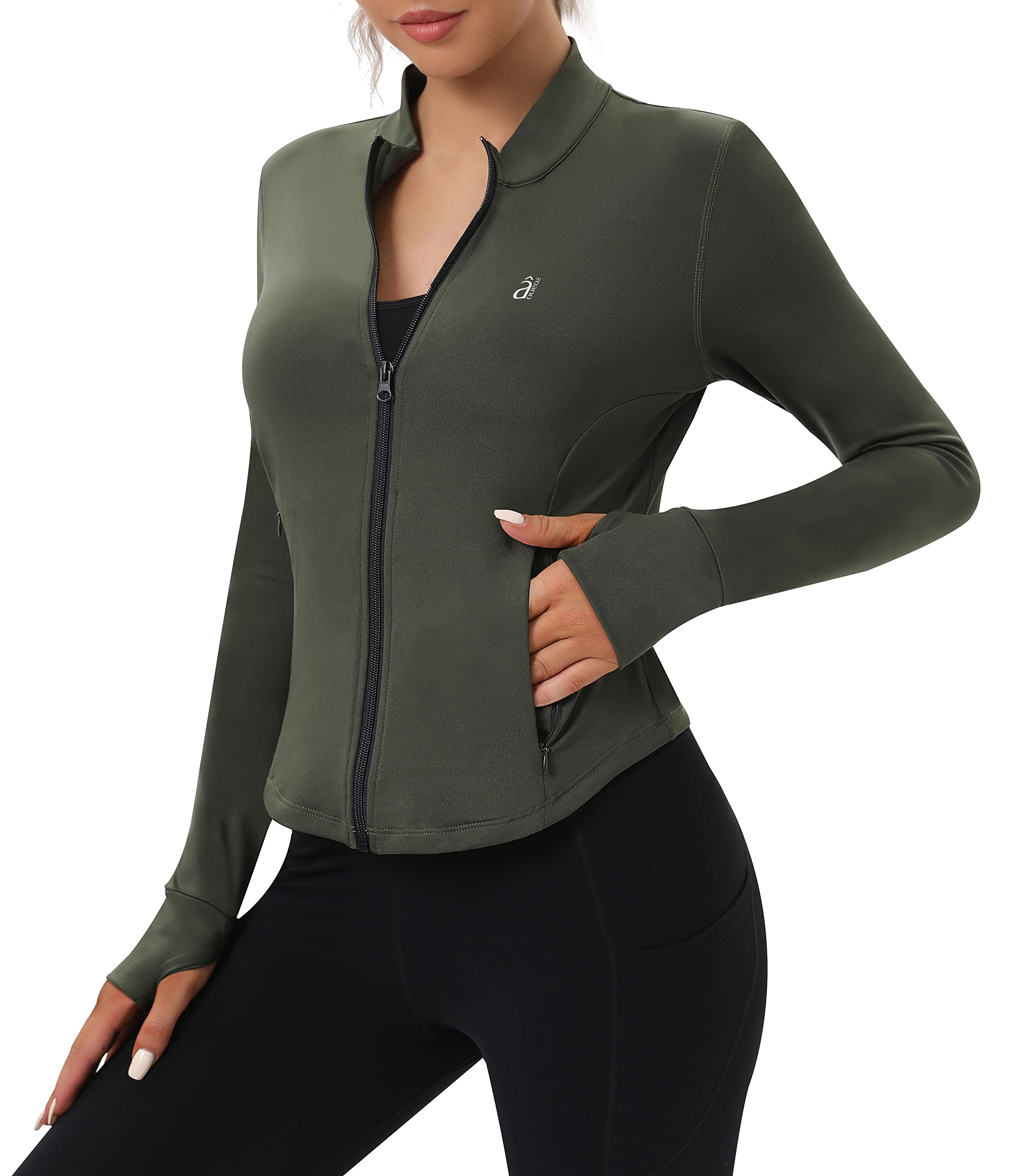 Truity Full Zip Up Workout Jackets for Women Slim Fit Running Yoga Tops Track Jacket with Thumb Holes