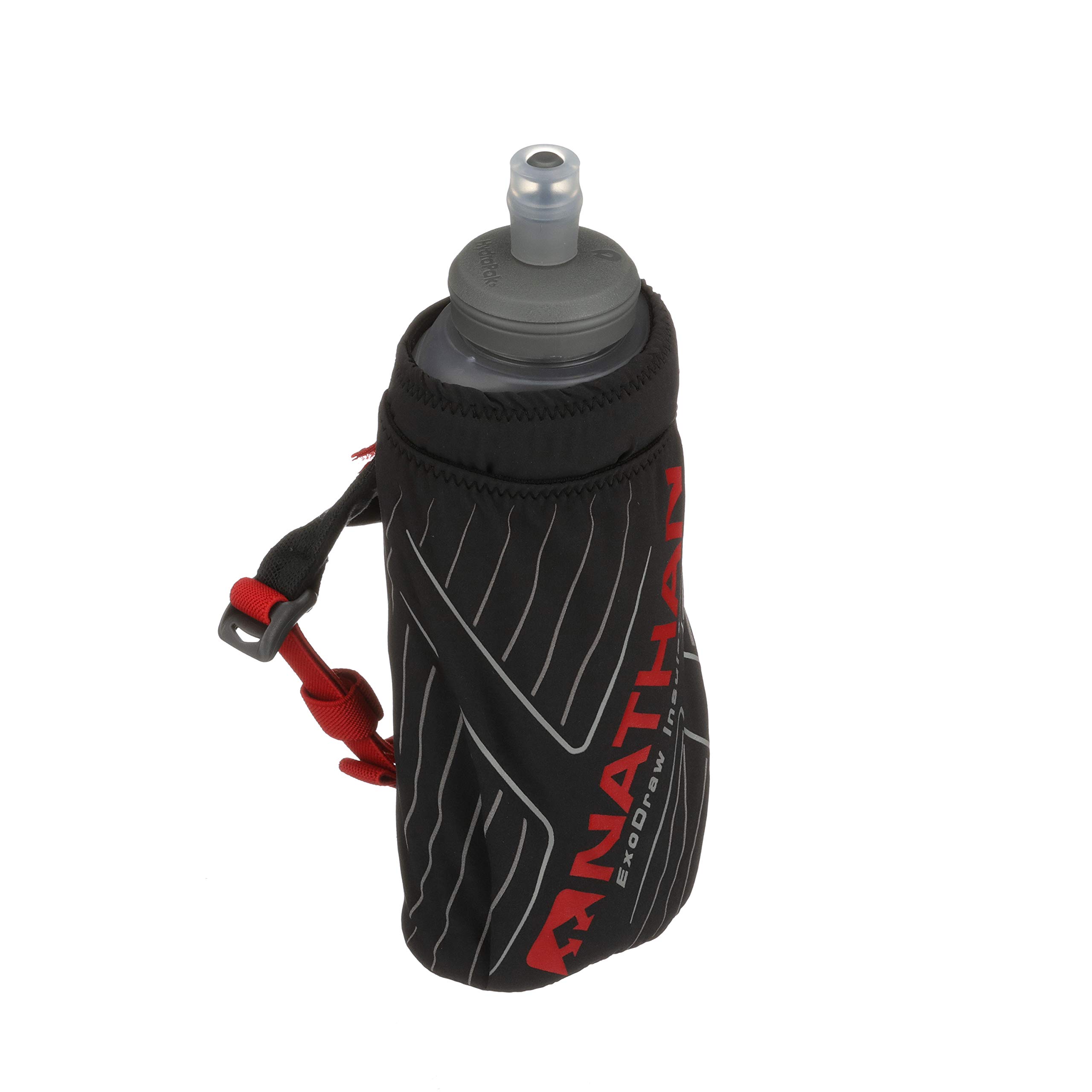 Nathan Handheld ExoDraw/ExoShot 2.0 18oz / 14oz Insulated Soft Flask β Portable Hydration Bottle for Marathons, Hiking, Ultra Running and Outdoor Activity (Black Insulated 18oz, 18oz)