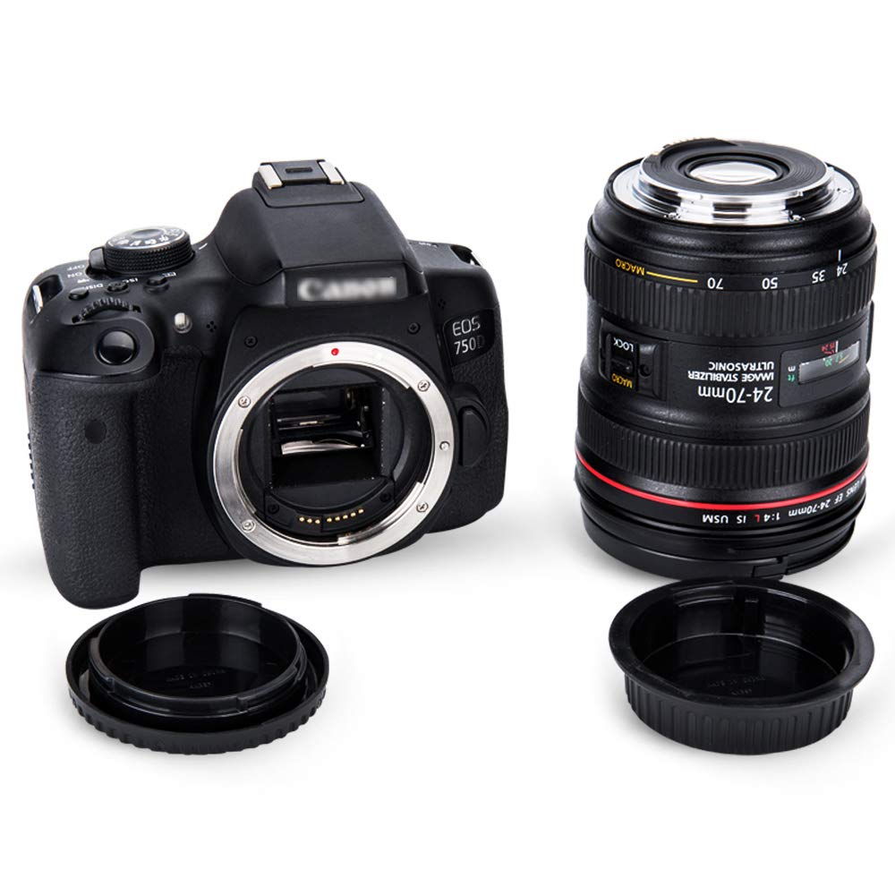 Rear Lens Cap & Body Cap Cover Set for Canon EF EF-S Mount Camera 90D 80D 77D 70D T8i T7 T7i T6 T6i T5i SL3 SL2 7D Mark II 6D Mark II 5D Mark IV 1Dx Mark III etc -5 Packs