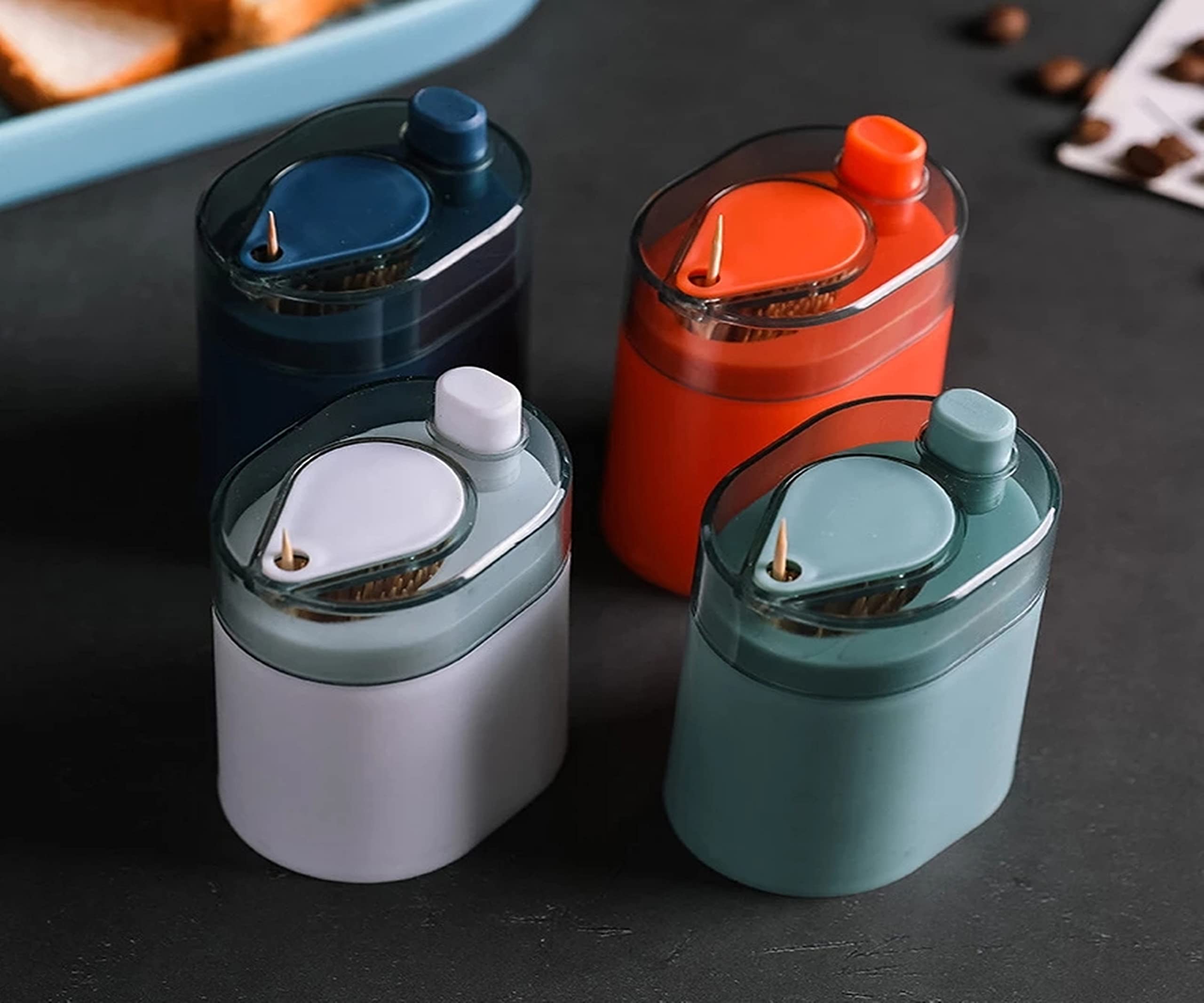 Syart Toothpick Holder Dispenser Pop-Up Automatic Toothpick Dispenser for Kitchen Restaurant Thickening Toothpicks Toothpicks for Appetizers Toothpicks for Appetizers Toothpick Storage Box (orange