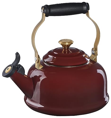 Le Creuset Enamel on Steel Whistling Tea Kettle with Gold Finishes, 1.7 qt., Rhone