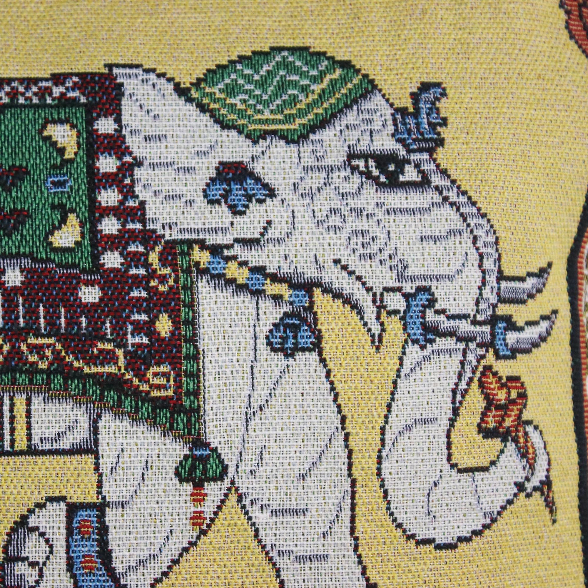 NOVICA Artisan Hand Embroidered Cotton Shoulder Bag Summer Thai Elephant Handbag Multicolor Yellow Thailand Animal Themed 'Summer Elephant'