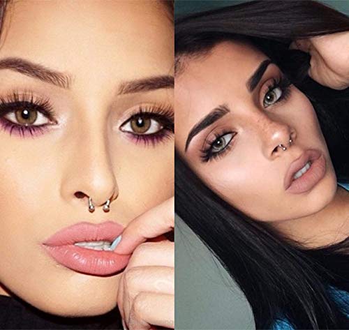 QWALIT Fake Septum Nose Rings for Women, Fake Nose Piercing Hoop, Stud, Helix Earring