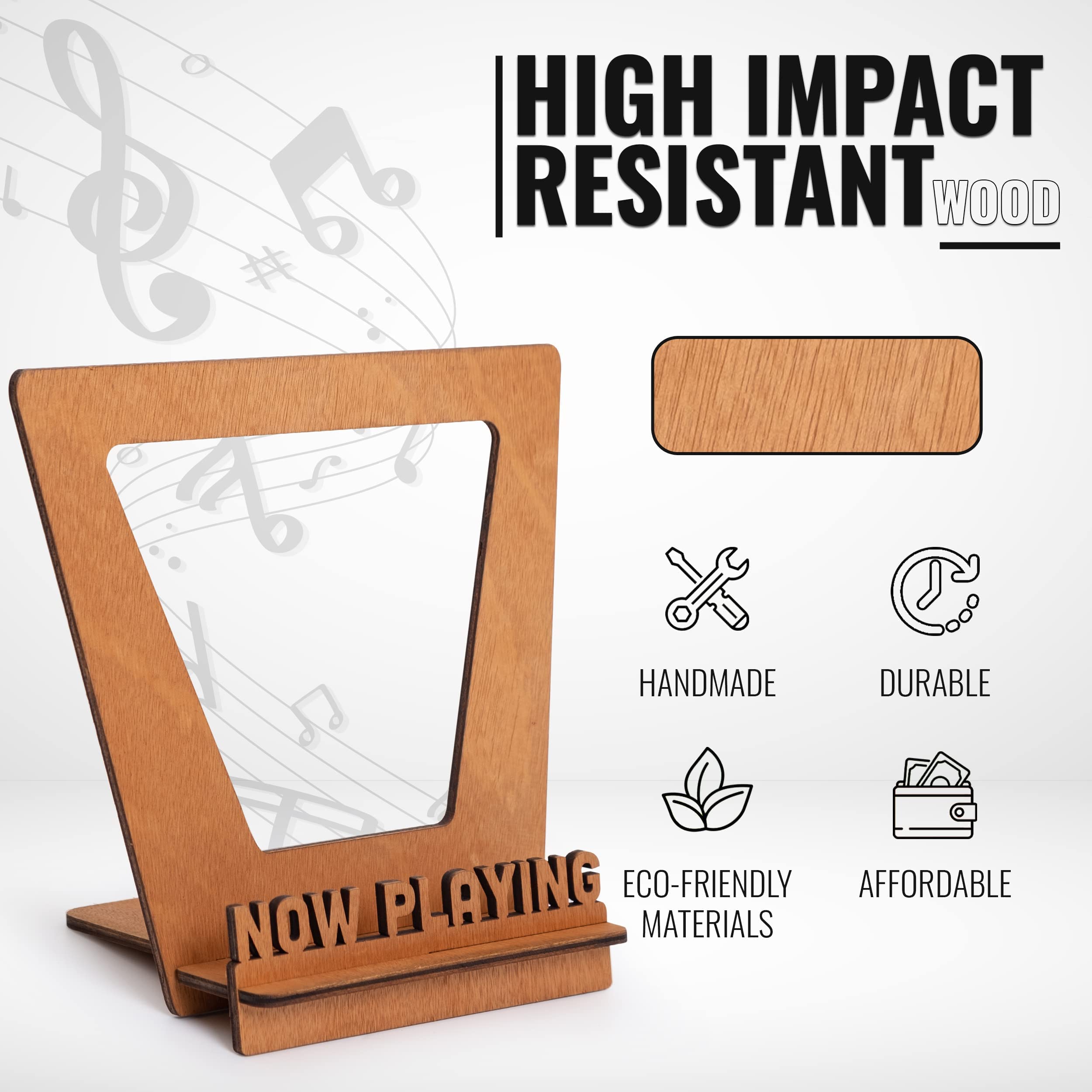 Now Playing Vinyl Record Stand - Innovative Design, 9.4 in x 8.4 in x 5.5 in, Hand Crafted Vinyl Record Stand, Fits up to 5 Vinyls, Durable Wood, Ideal Decor Accessory (Now Playing, Maple)