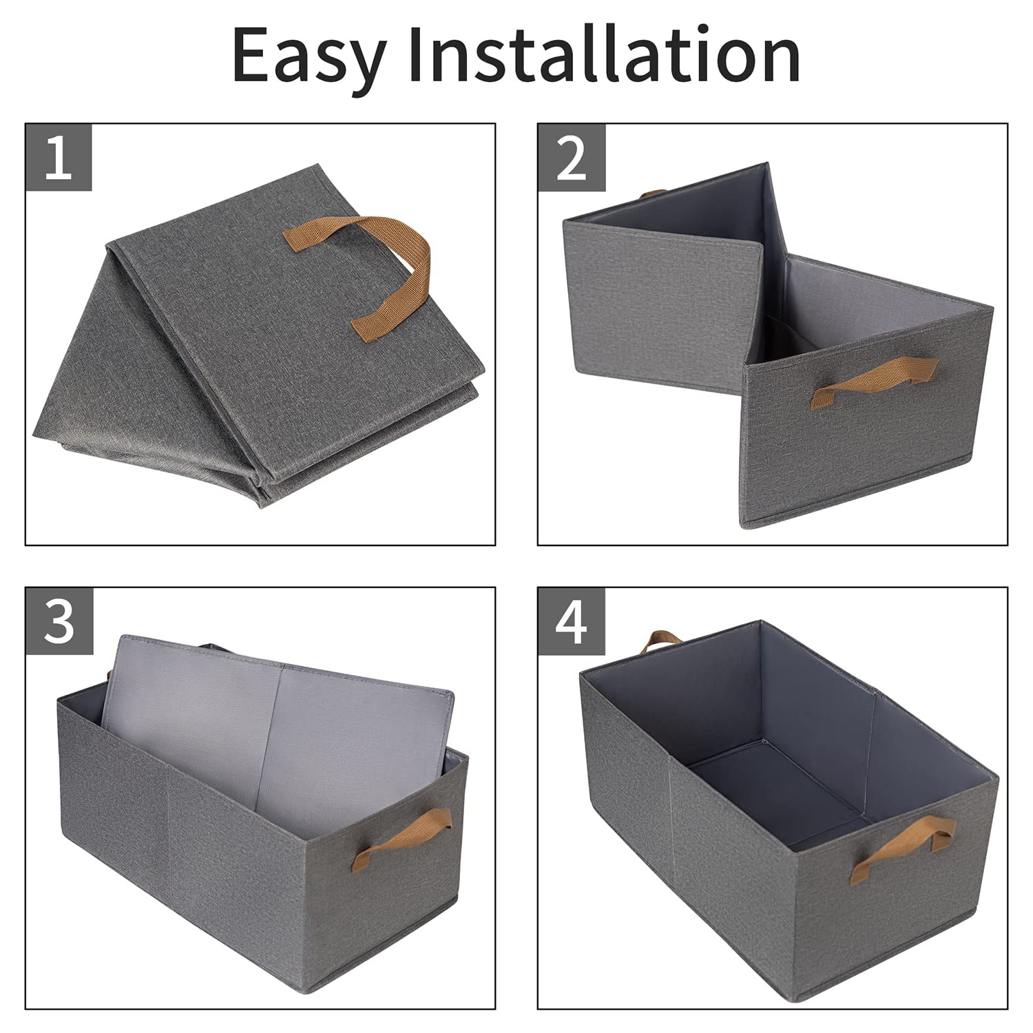 ORALSO Large Storage Baskets for Shelves, 18x11in Clothing Storage Bins with Handles, Foldable Rectangle Baskets, Closet Storage Containers Boxes Shelf