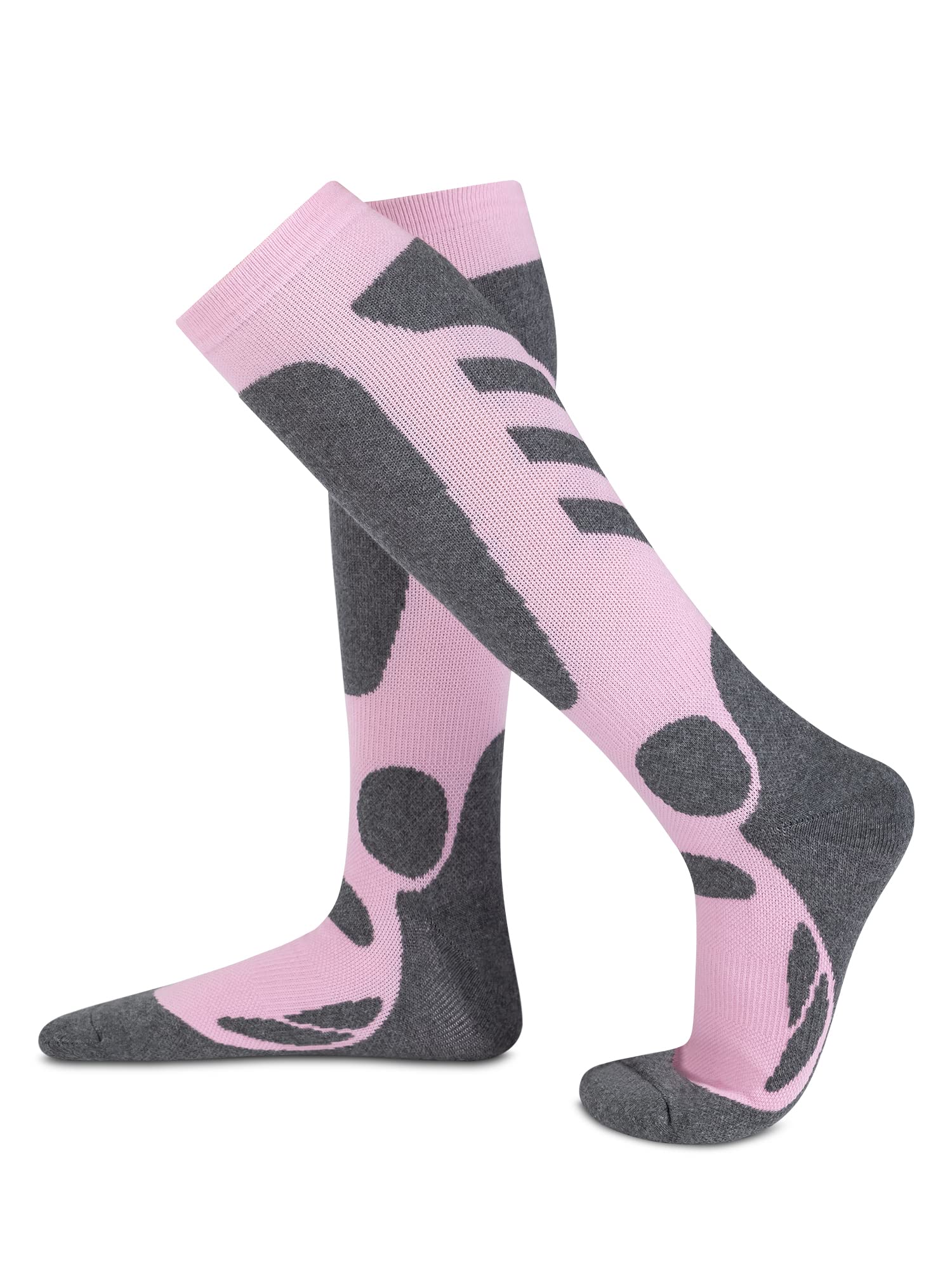 SincereWA Women's Ski Socks for Skiing, Snowboarding, Outdoor Sports,2 Pack, Winter Performance Socks, Pink, blue, 4-10