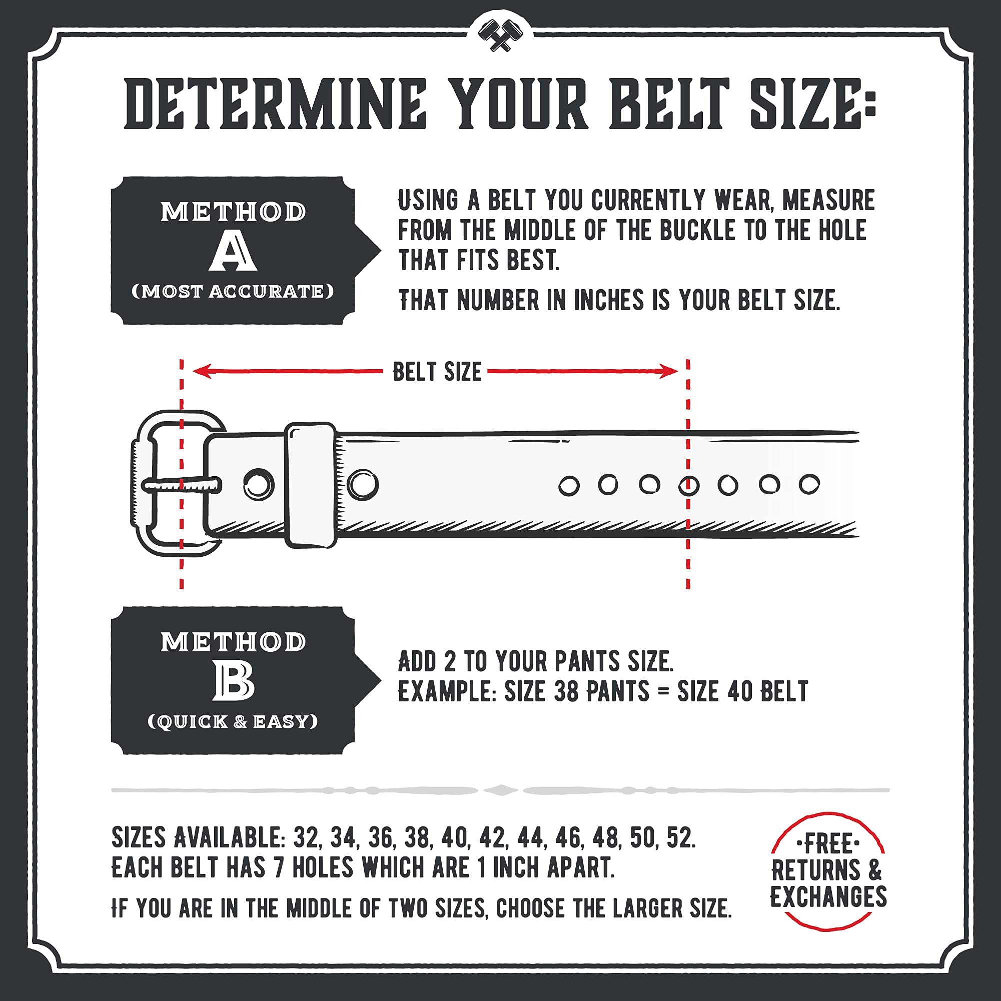 Main Street Forge The Huntsman - Full Grain Leather Black Belt - Made in USA - Men's Leather Belt