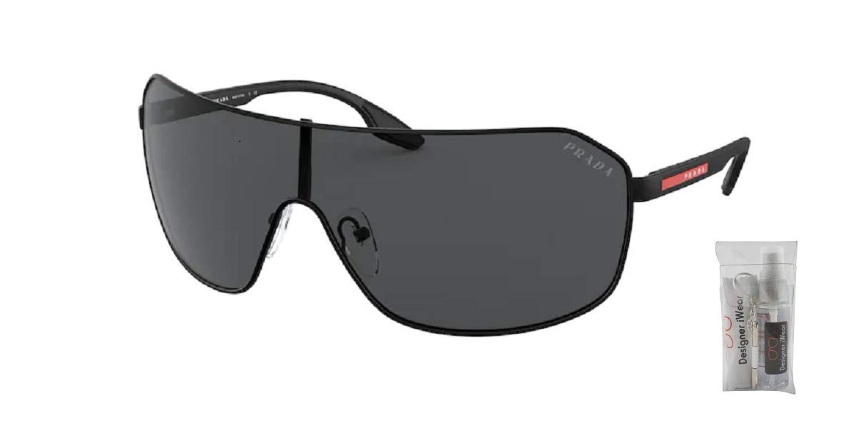 Prada PS53VS 1BO5S0 37MM Matte Black/Grey Aviator Sunglasses for Men + BUNDLE with Designer iWear Eyewear Kit