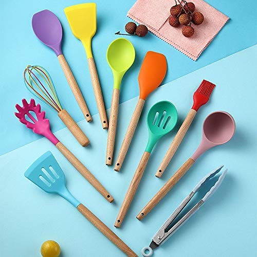 LMMDP Color Silicone Kitchenware Set Cookware Spatula Kitchen-Utensils-Set Cooking-Tool Spoon Egg-Beaters-Shovel Ladle Non-Stick