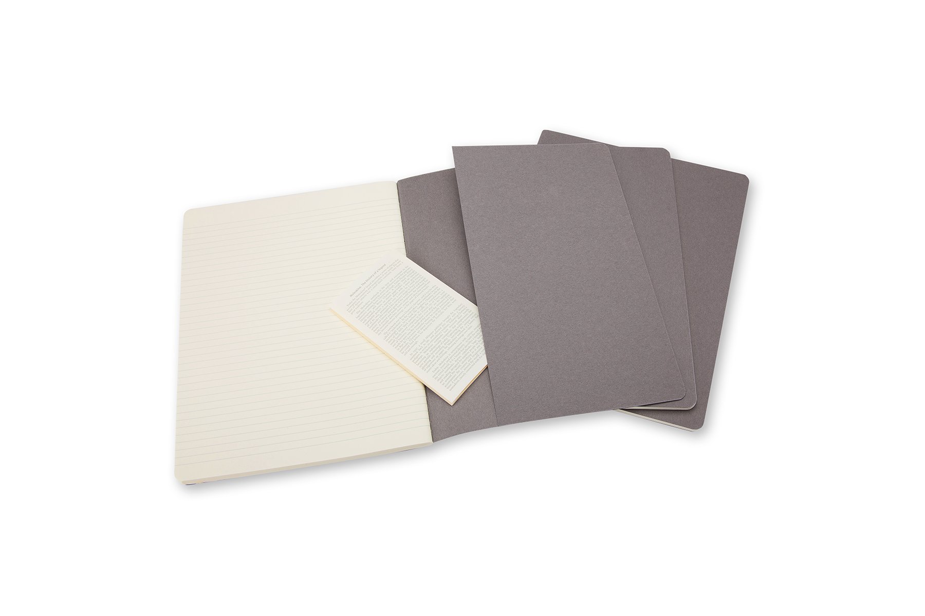 Moleskine Cahier Journal, Soft Cover, XL (7.5" x 9.5") Ruled/Lined, Pebble Grey, 120 Pages (Set of 3)
