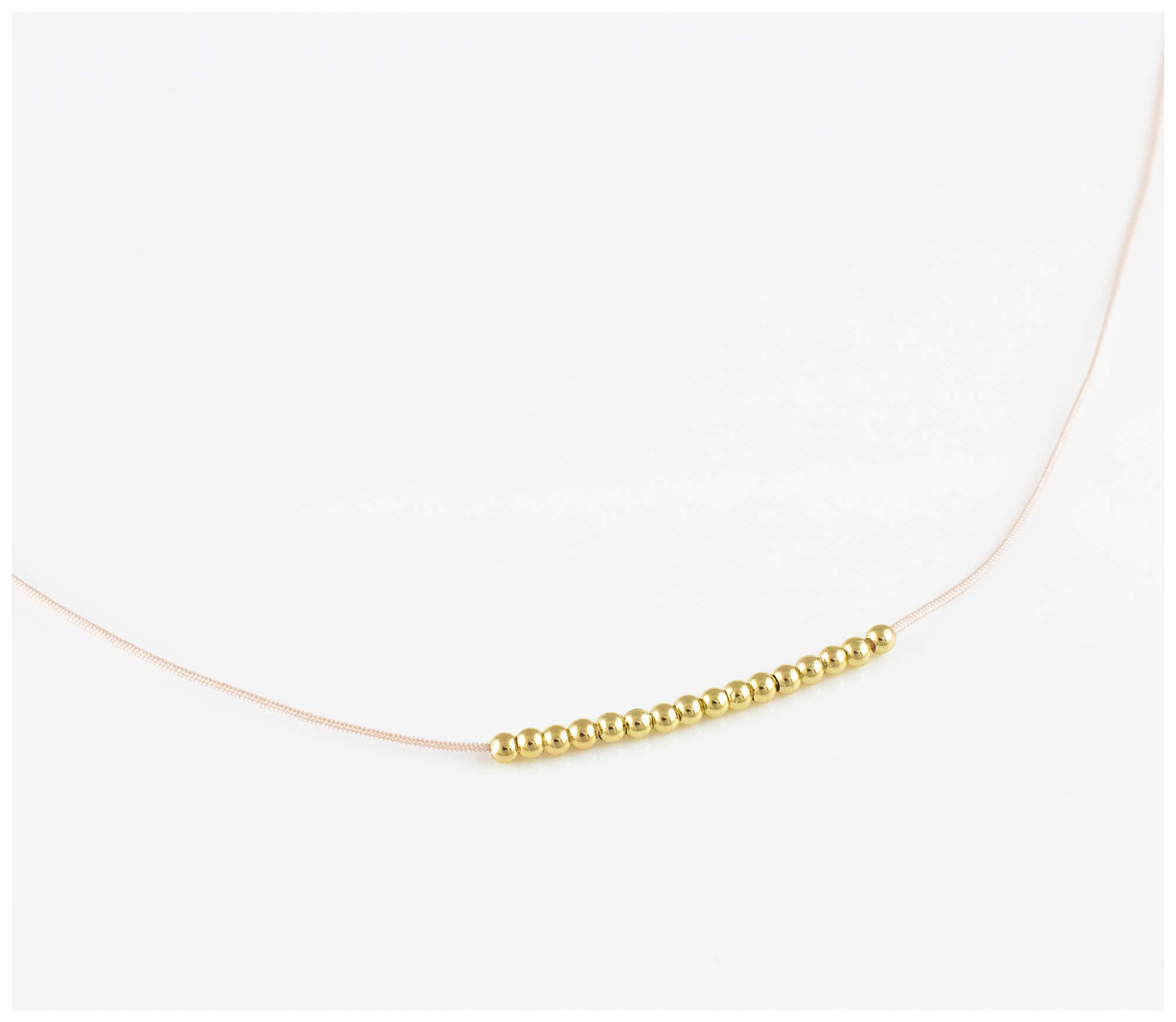 Lucky Feather Sweet 16 Milestone 14K Gold Dipped Beads Necklace on 17" Cord - Perfect 16th Birthday Gift Ideas