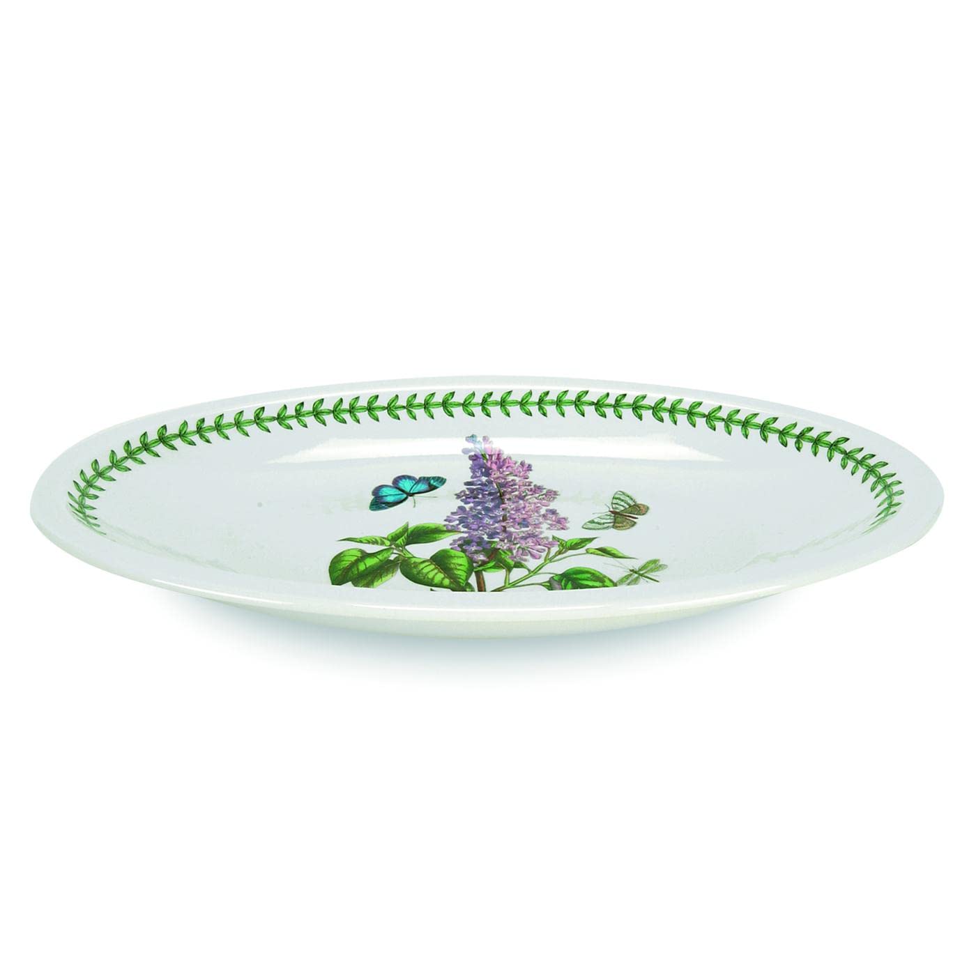 Portmeirion Botanic Garden Medium Low Oval Server | 13 Inch Oval Serving Platter with Lilac Motif | Made from Porcelain | Dishwasher and Microwave Safe