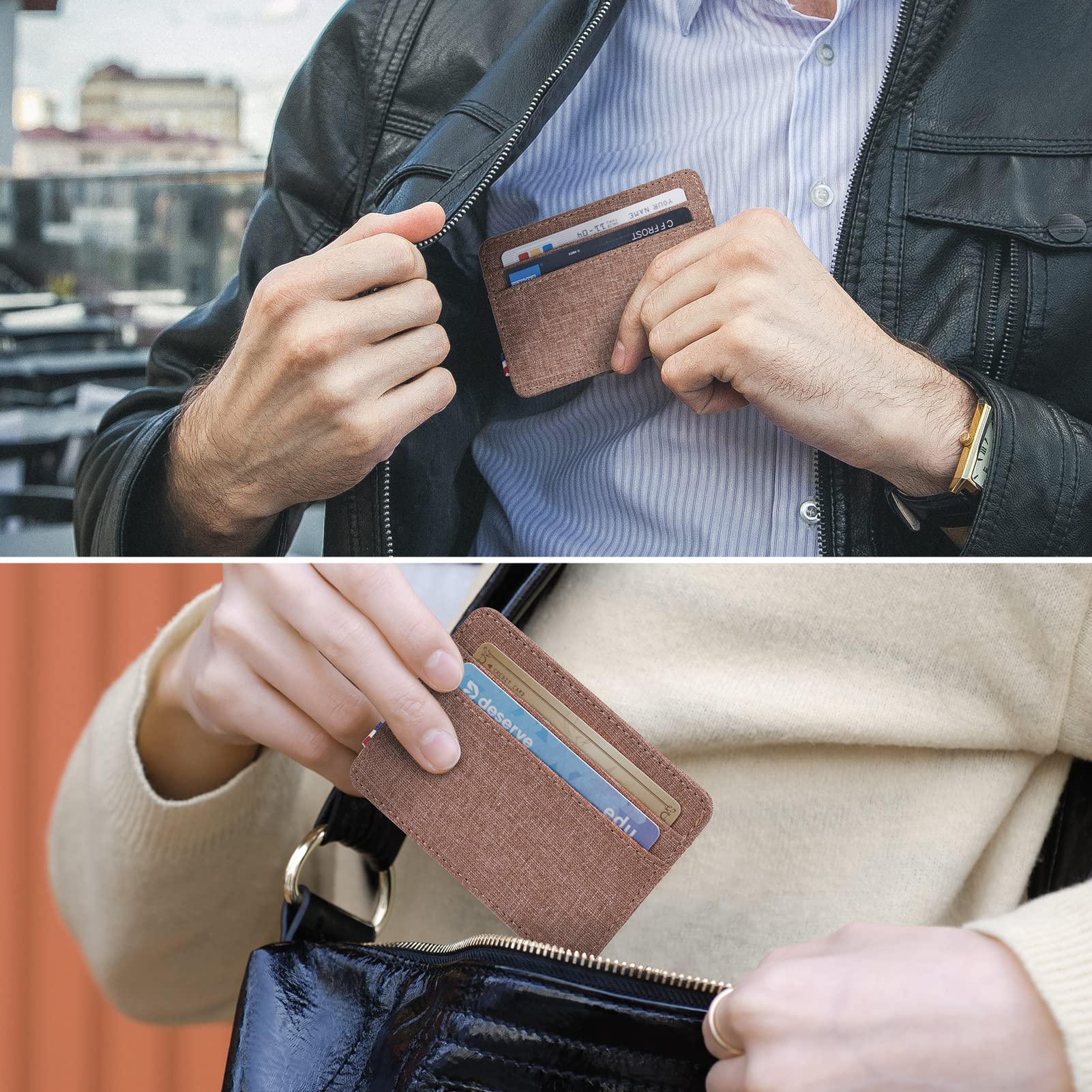 Qbool Mens Front Pocket Wallet Slim Minimalist with RFID Blocking Cash Slot Credit Card Holder (Navy Blue)