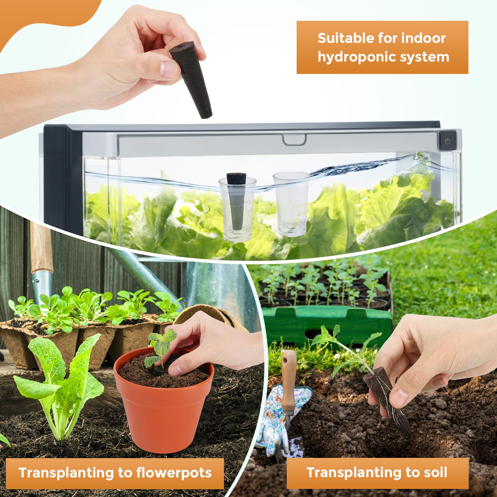Yizhet 120 Pack Grow Sponges, Seed Pods Replacement Root Growth Sponges Compatible with AeroGarden, Seed Pods Kit with 8 Plant Labels and 1 Tweezers for Hydroponic Indoor Garden System