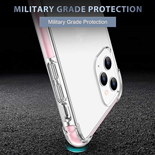 MATEPROX Compatible with iPhone 11 Pro Max Case Clear Heavy Duty Protective Crystal Back Cover with Shockproof Bumper Case for iPhone 11 Pro Max 6.5 (Clear Pink)